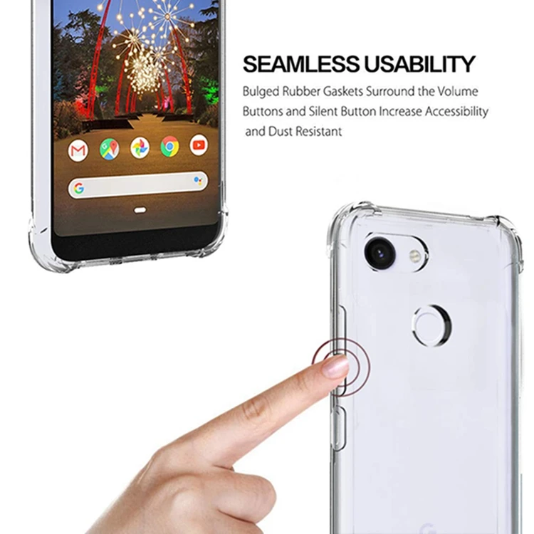 Shock Proof Transparent Clear Tpu Phone Back Cover For Google Pixel 3a ...
