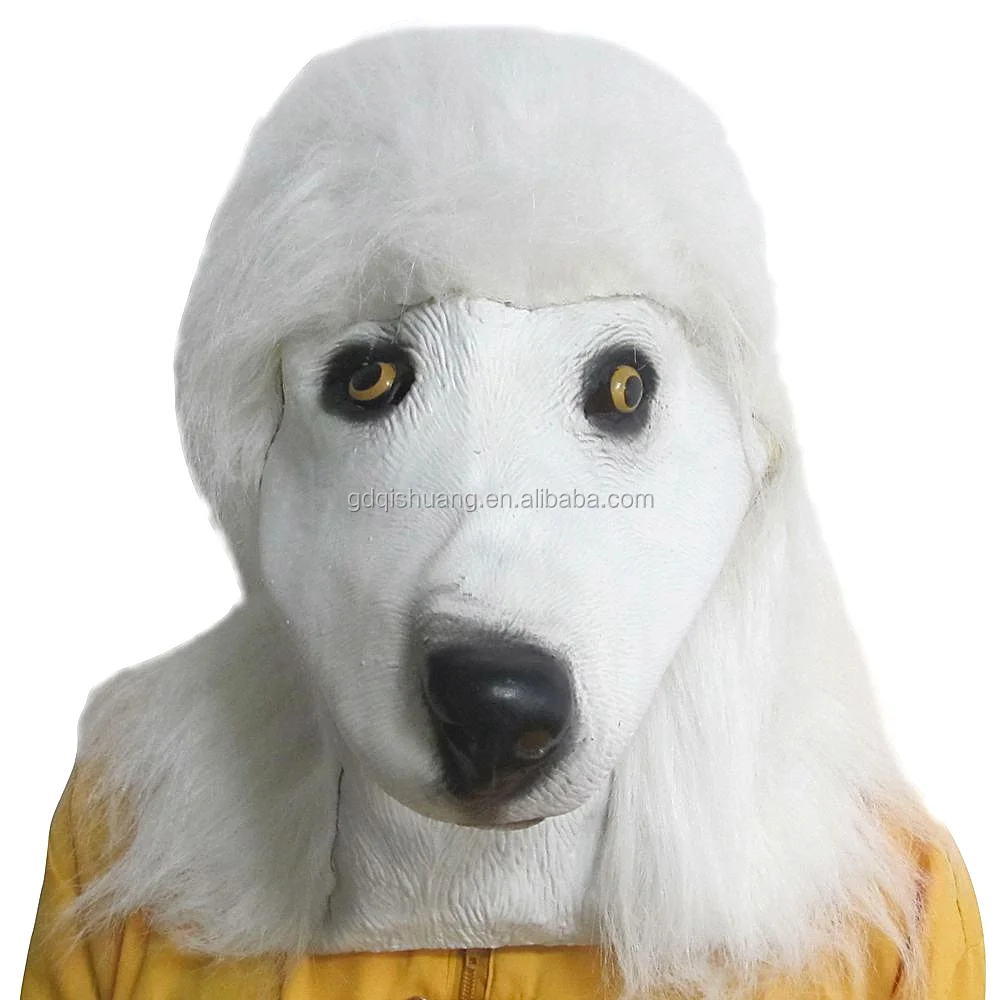 Novelty Realistic Poodle Lovely Dog Head Mask Latex Costume Animal Full ...