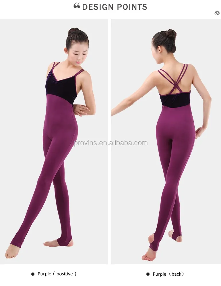 New Velvet Double Straps Stirrup Dance Unitards And Gymnastics Unitard ...