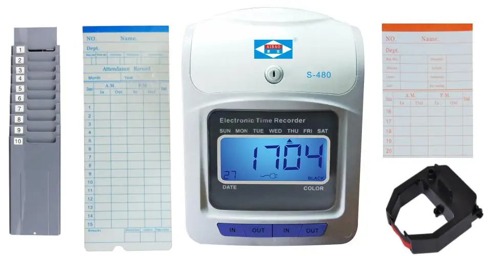 ABS Shell Punch Card Time Clock Machine for Employee Attendance