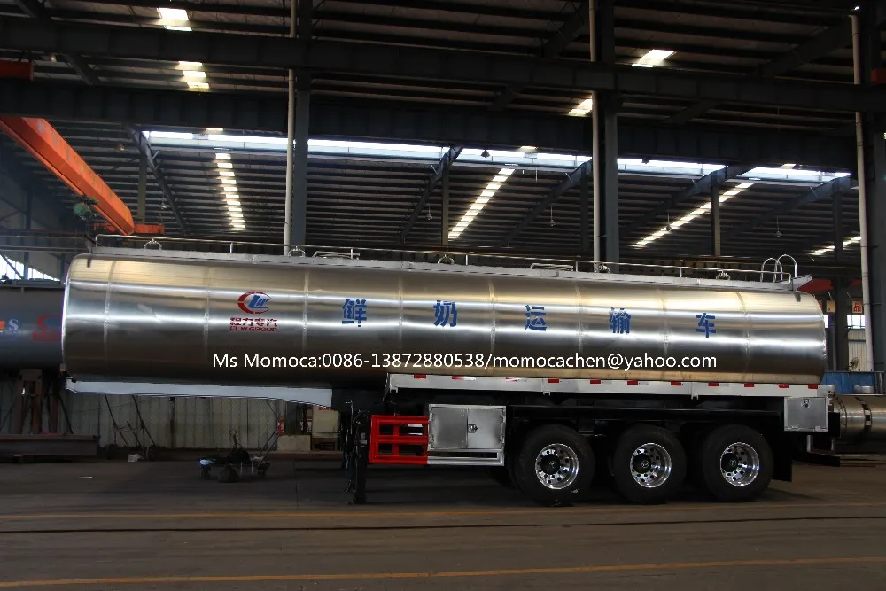 3 Axles Milk Tank Trailer/stainless Steel Tanker Semi Trailer ...