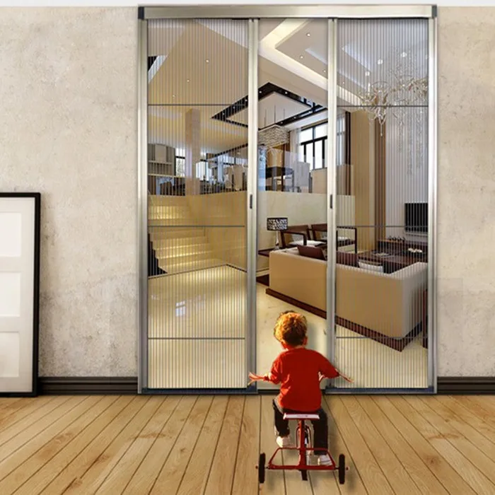 Invisible Plisse Insect Door Sliding Pleated Retractable Screen Door ...