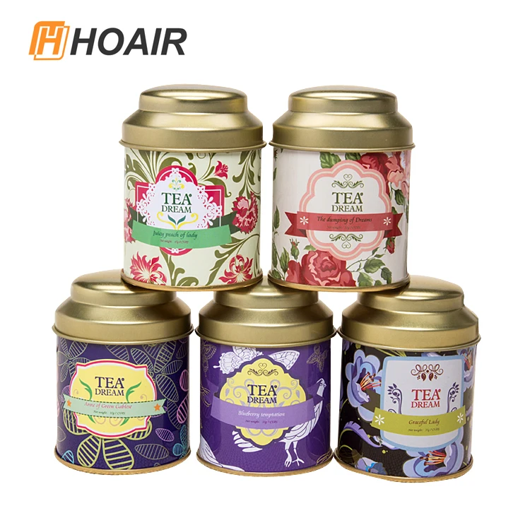 Custom Printing Cylinder Tea Tin Can Wholesale Round Collection Empty ...