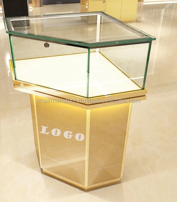Diamond Shape With Led Light Jewelry Showcase/corner Connection Glass ...