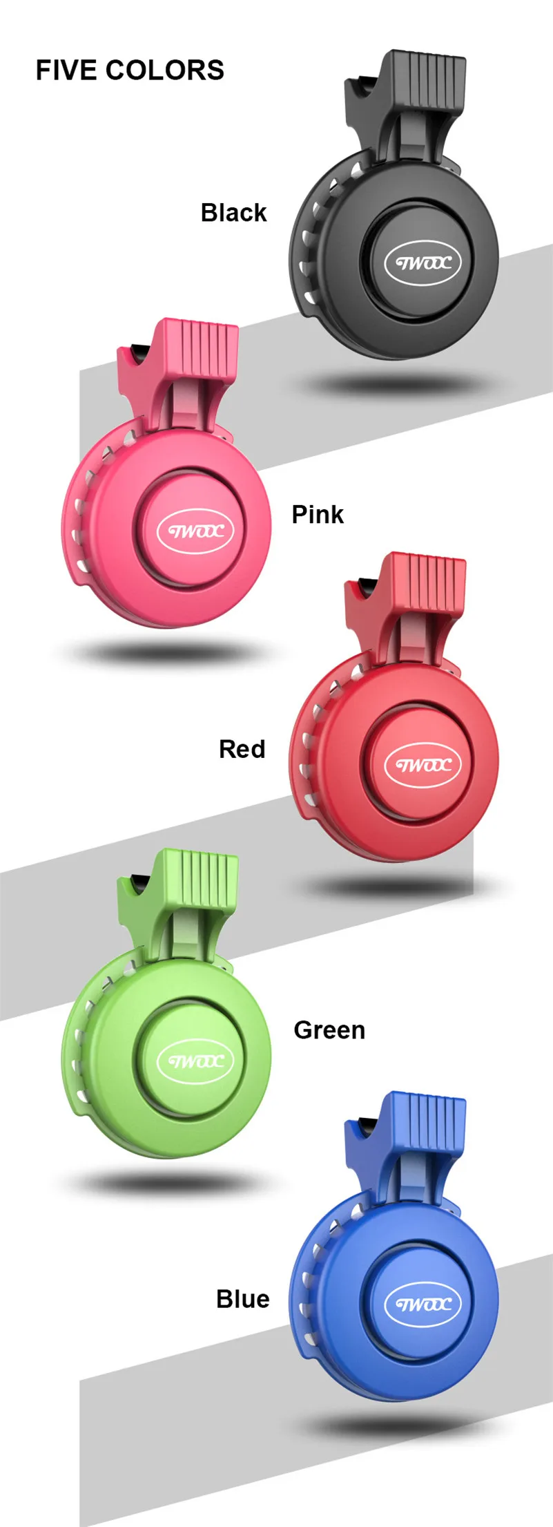 TWOOC Bicycle Bike Horn - Loud, Waterproof, and Colorful