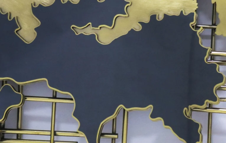 Interior Metal World Map Wall Art Sculpture - Customized Bronze Metal ...