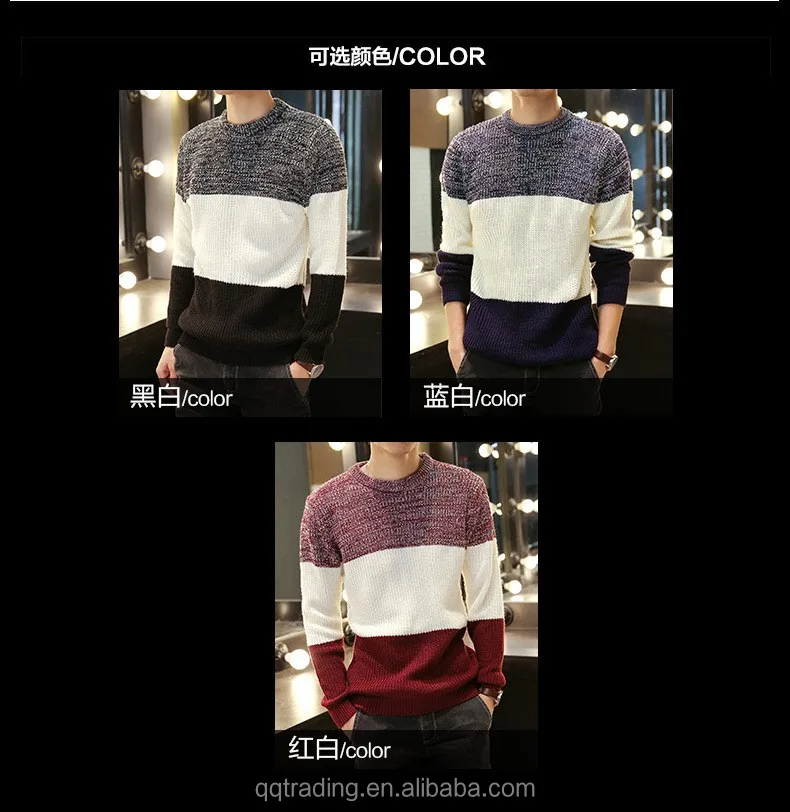 3gg Round Collar Pullover Casual Clothing Red White Striped Men ...