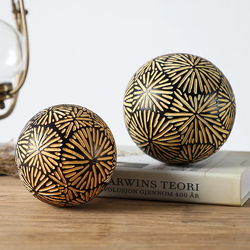 Set Of Imprint Polyresin Craft Plate With Resin Ball Home Decor Items ...