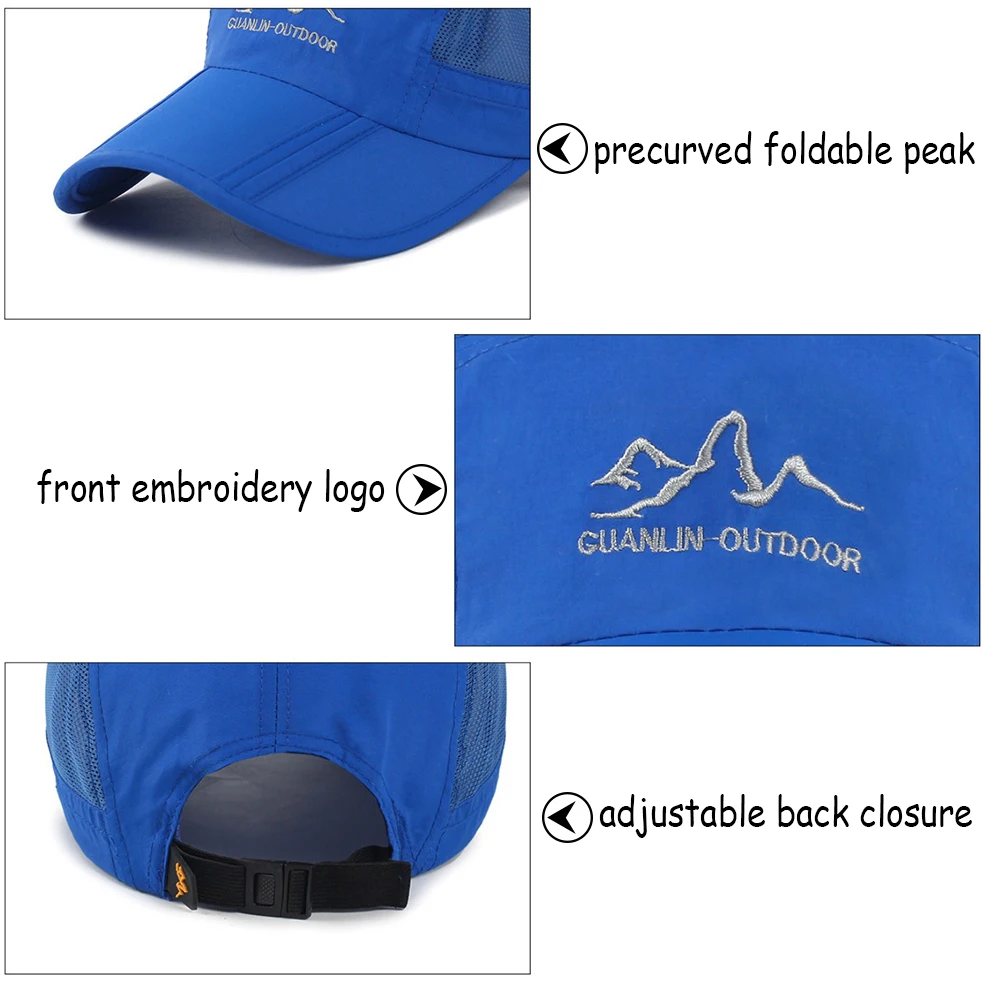 Wholesale Microfiber Sport Caps Mesh Foldable Golf Camp Cap Hats ...