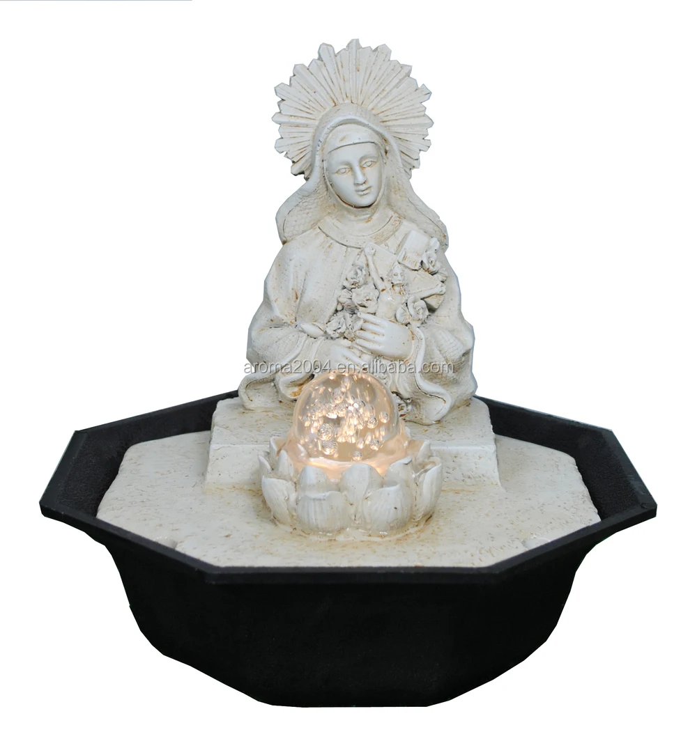 Decoration Resin Religious Tabletop Water Fountain Holy Family Statue ...