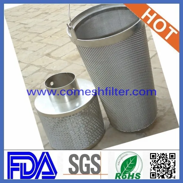 400 Micron Stainless Steel Wire Mesh Perforated Cylinder Filter Bucket ...