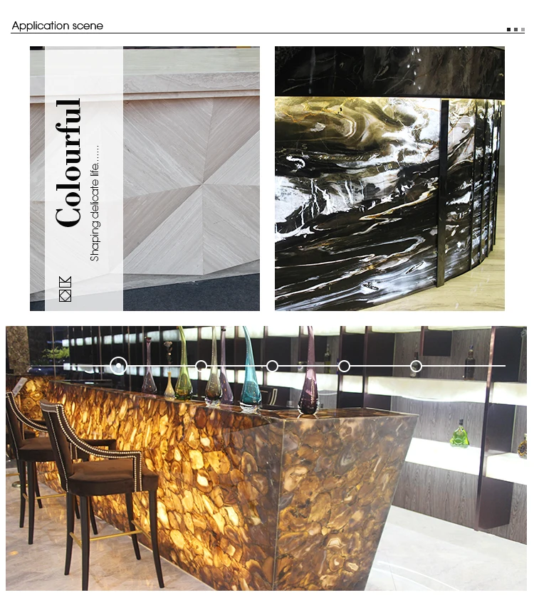 Modern Design Semi-precious Gems Stone I L Shape Translucent Marble Bar ...