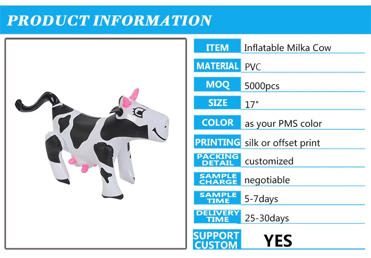 High Quality Vinyl Inflatable Milka Cow Funny Small Inflatable Cow ...