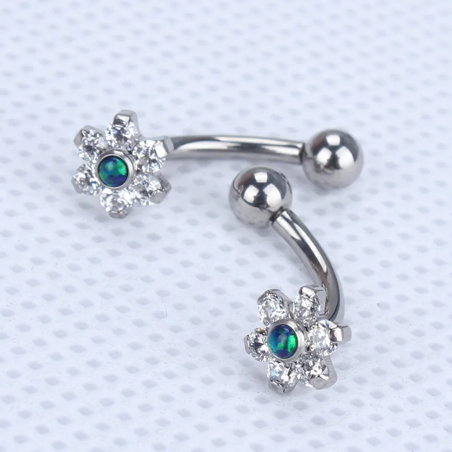 Astm F136 Titanium Internal Threaded Piercing Curved Barbell With 6 ...