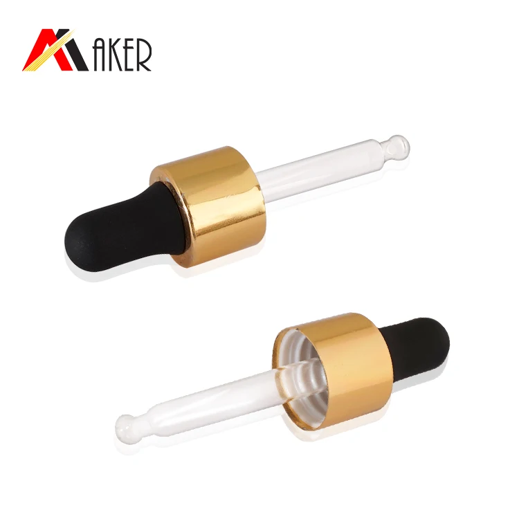 18mm Gold Aluminum Covered Dropper Cap With Black Rubber Head For ...