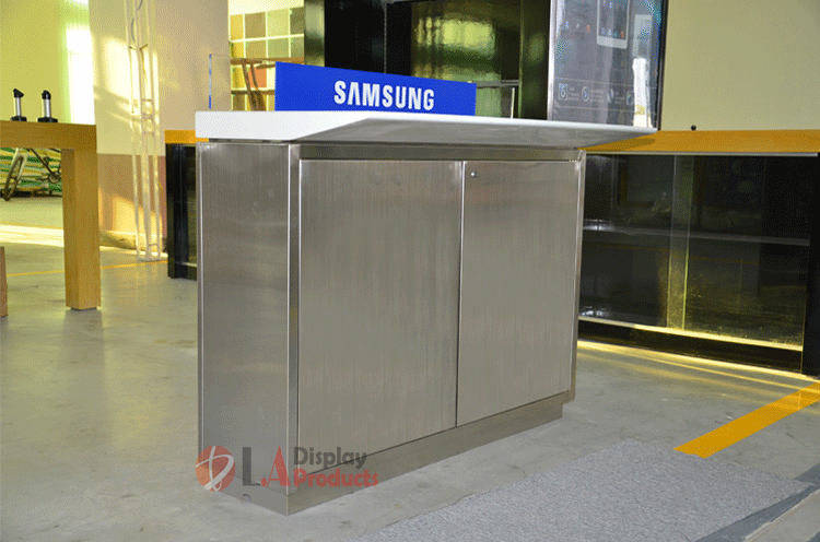 Stainless Steel Mobile Phone Display Table For Samsung Store Experience ...