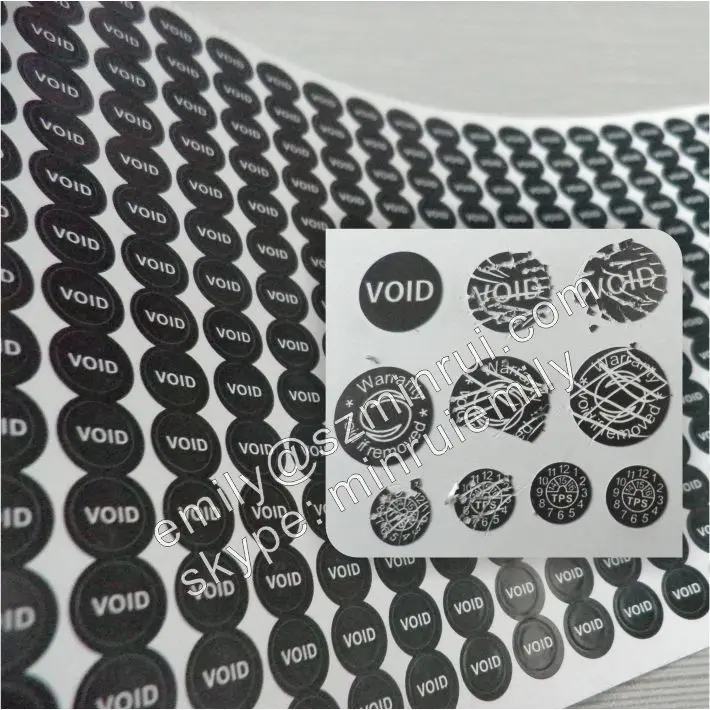 Custom Brittle Black Round Tamper Proof Screw Void Sticker Covers ...