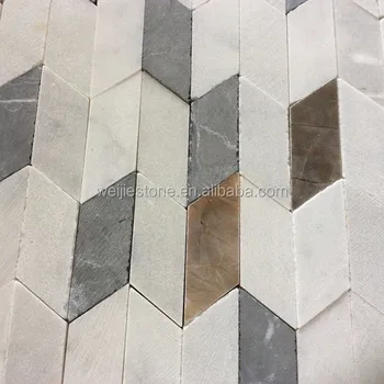 Parallelogram Shaped Tile White Stone Mosaic - Buy Shaped Tile White ...