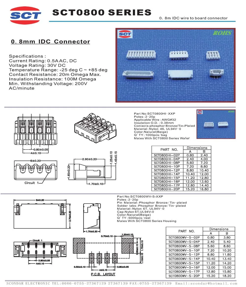 Jst Sur 0.8mm Idc Single Row 10 Pin Connector - Buy Jst Sur 0.8mm ...