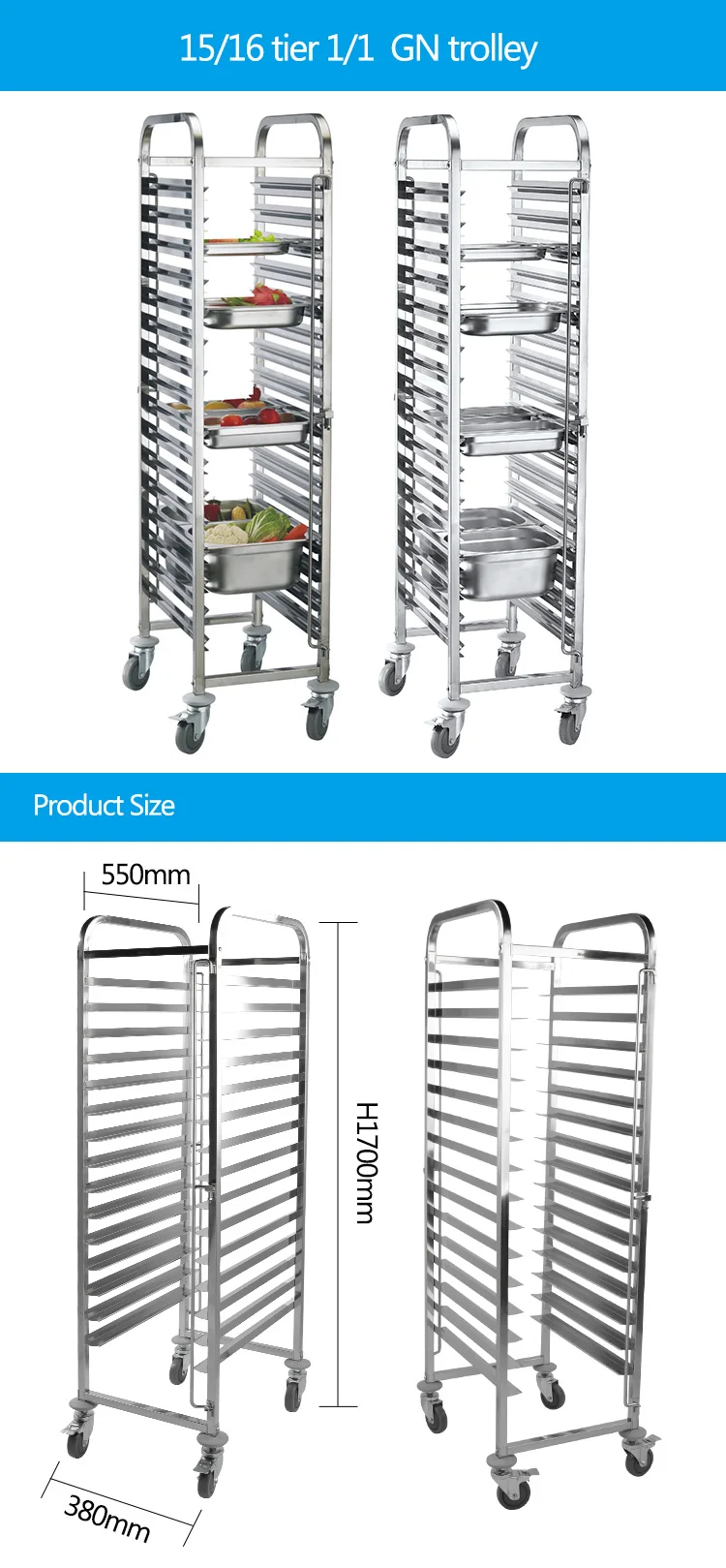 Heavybao Hotel Restaurant Stainless Steel Gn Pan Bakery Tray Rack ...