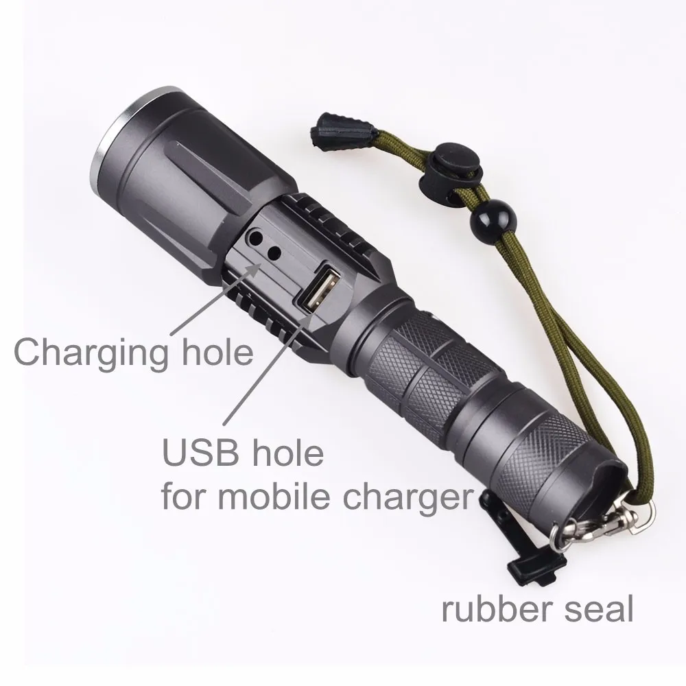 Tactical Usb Flashlight Mobile Phone Charger 10w Zoomable Flashlight ...