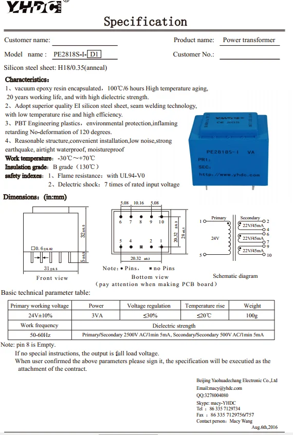 3va 24v 22v*3 Pcb Mounting Transformer / Ei Power Transformer - Buy Pcb ...