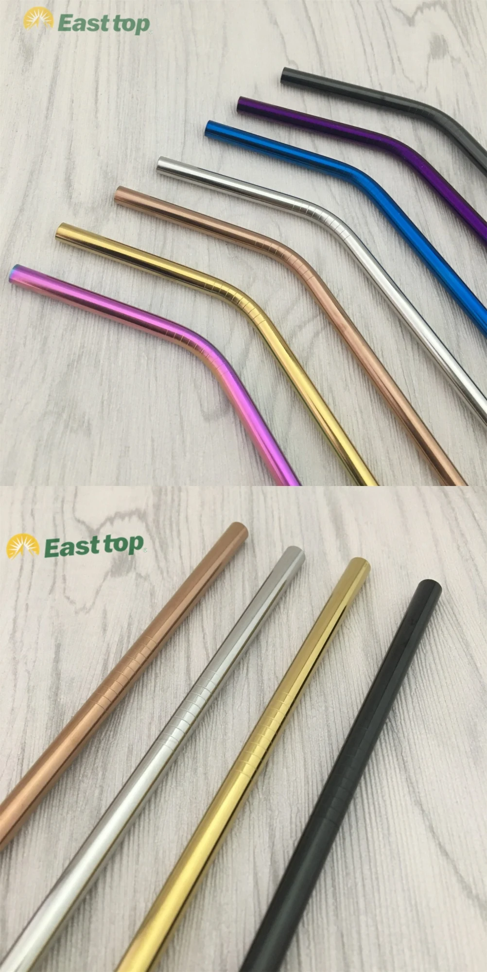 Reusable Straws With Logo,304 Stainless Steel Titanium Color Straw ...