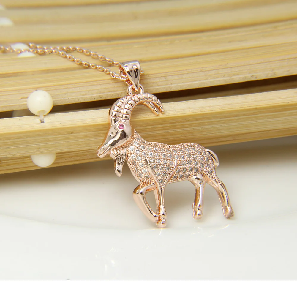 Fashion Goat Shape Rhinestone Long Chunky Chain Necklace Jewelry - Buy ...