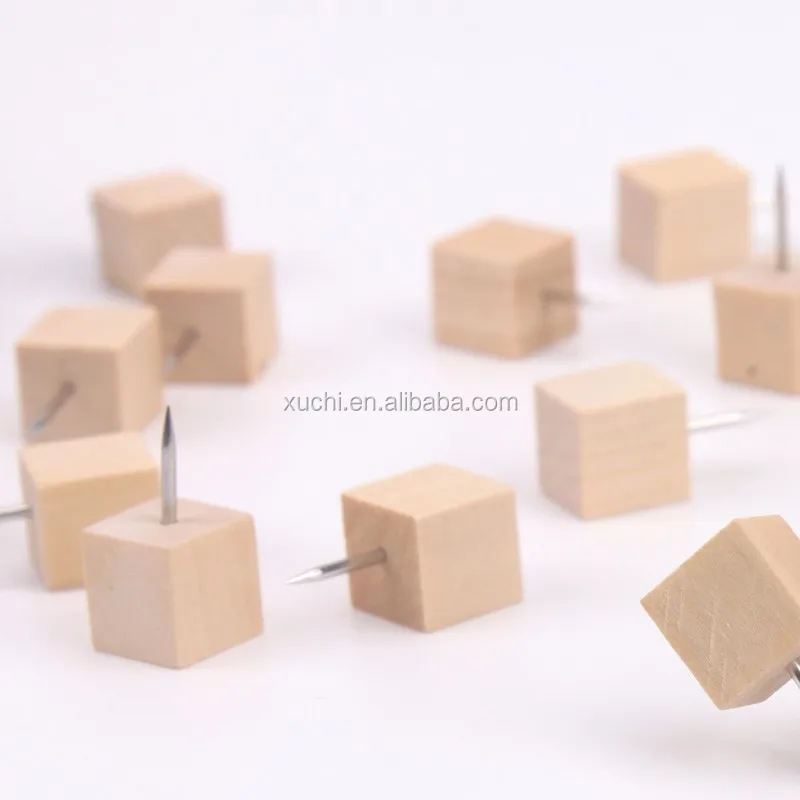 Novelty Square Cube Style Wood Head Push Pins - Buy Push Pin,Head Pins ...