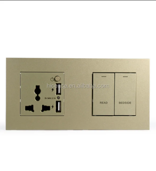 Hotel Merged Socket Panel - USB Outlet & 3 Pin Power Plug