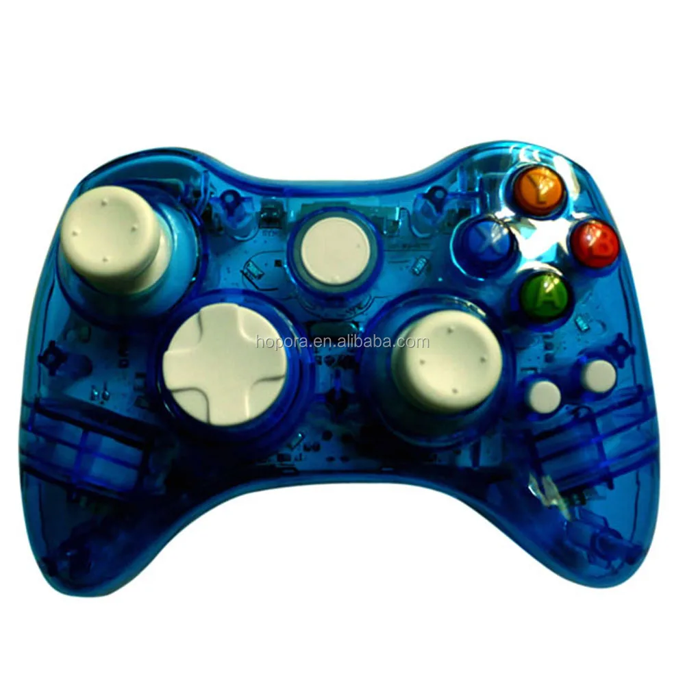 Transparent Blue Led Light Wireless Gamepad For Micro Soft Xbox360 Game ...