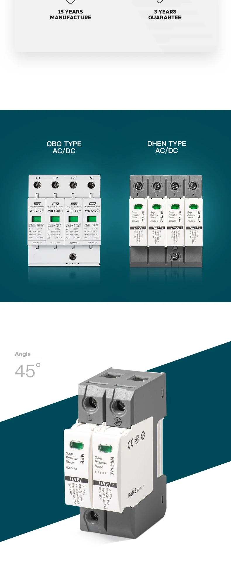 Class I Power AC SPD 20KA 1P+N Surge Protector| Alibaba.com