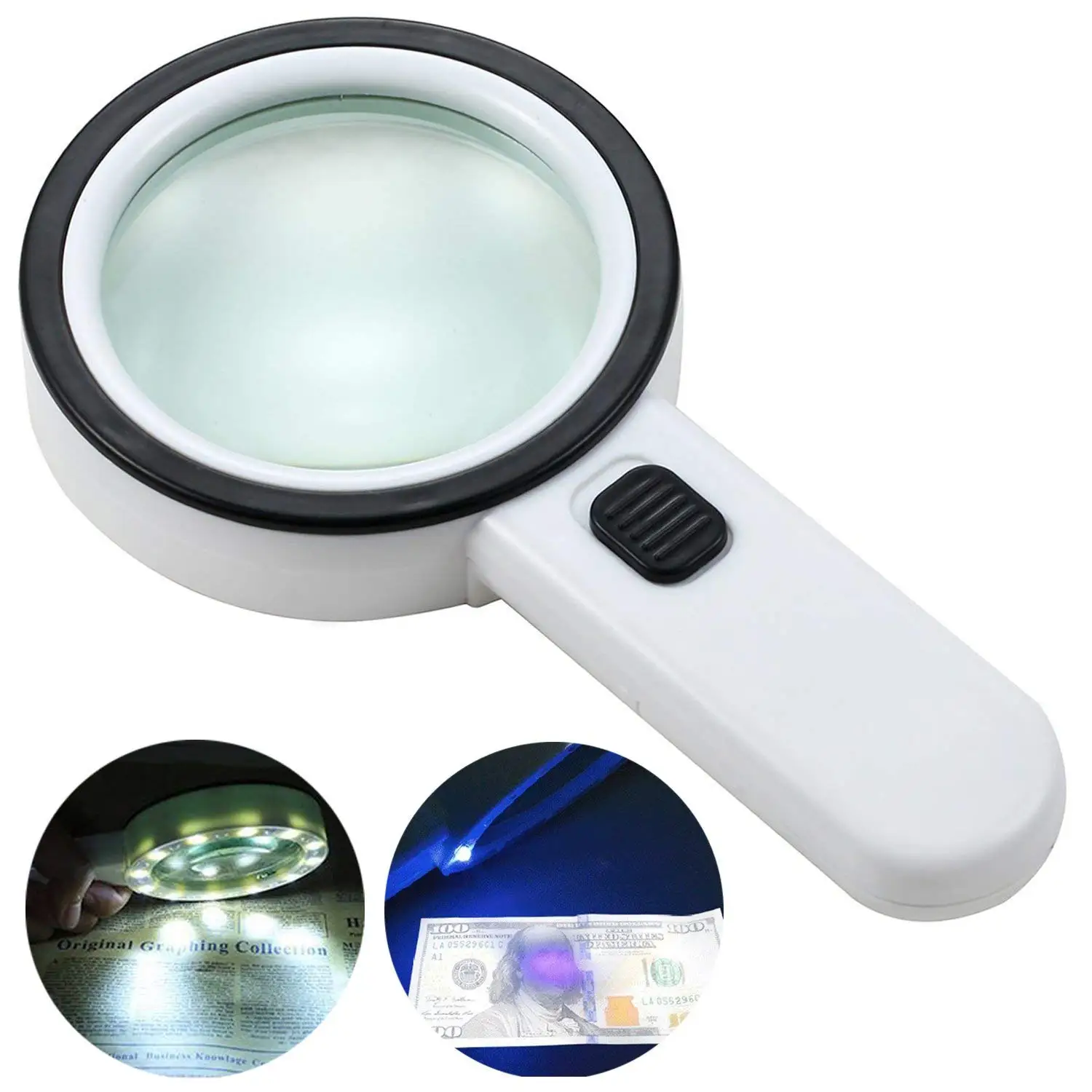 Buy 30X High Power Handheld Magnifying Glass With LED And UV Light 