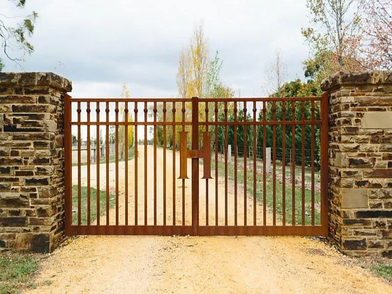 Laser Cut Rusty Red Corten Steel Driveway Gates - Durable & Stylish