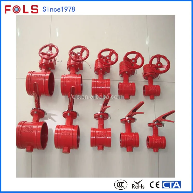 Handle Lever Limit Switch Fire Fighting Grooved End Butterfly Valve
