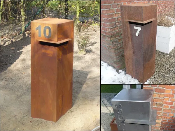 Rustic Corten Steel Mail Box - Durable & Weatherproof