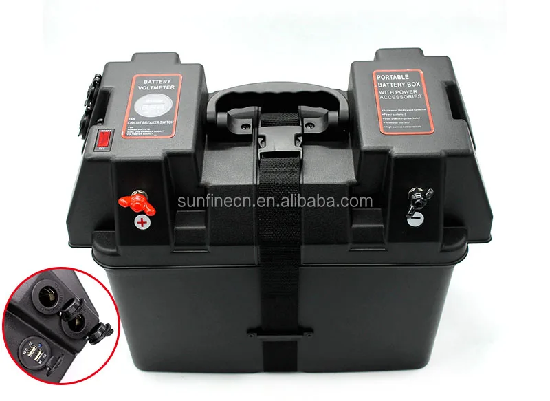 Portable Plastic Battery Box Waterproof 12v Charging With Power ...