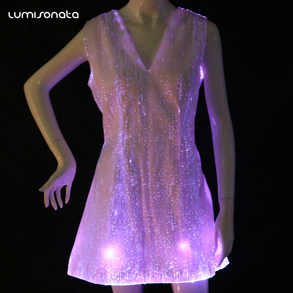 Elegant Led Light Up Ladies Glow In The Dark Fancy Dress Lumimnous ...
