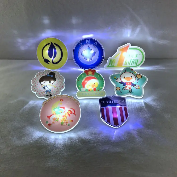 Custom Shape Acrylic Badge ID Lapel Led Flashing Name Pin Badges