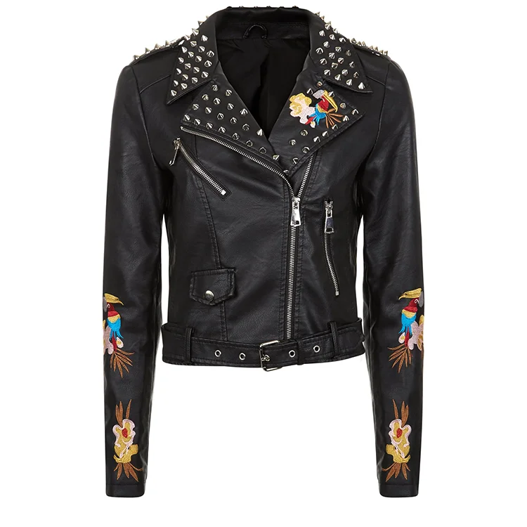 Yihao Women Classic Motorcycle Jackets Faux Leather Pu Zipper Short ...