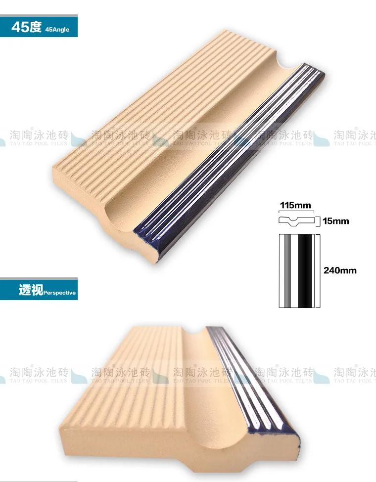 Ceramic Swimming Pool Tile Bullnose Coping Tiles For Pools - Buy Pool ...