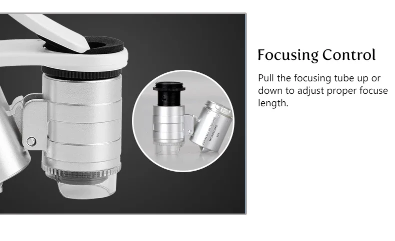 Universal Clip Type LED Cellphone Microscope - 60X Magnification