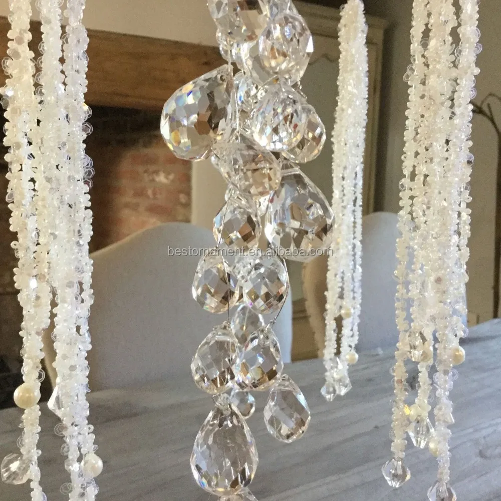 Long Clear Ice Acrylic Bead Icicle for Christmas Decor