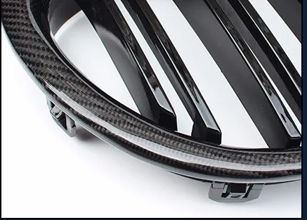 Carbon Fiber Replacement 2-slat Gloss Black Front Kidney Car Grill ...