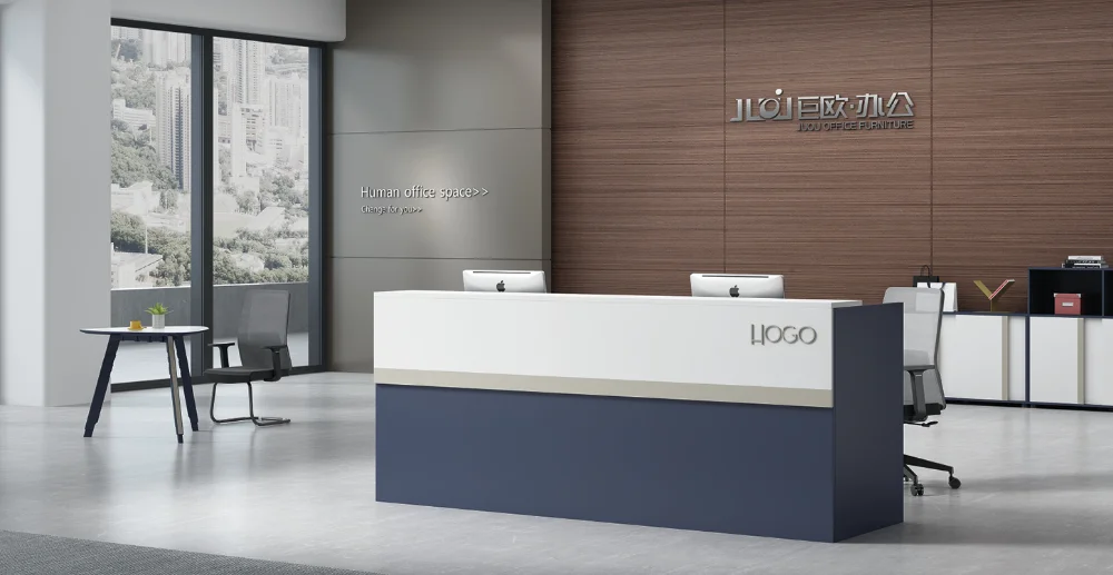 Solid Wood Reception Desk - Durable & Stylish Office Furniture