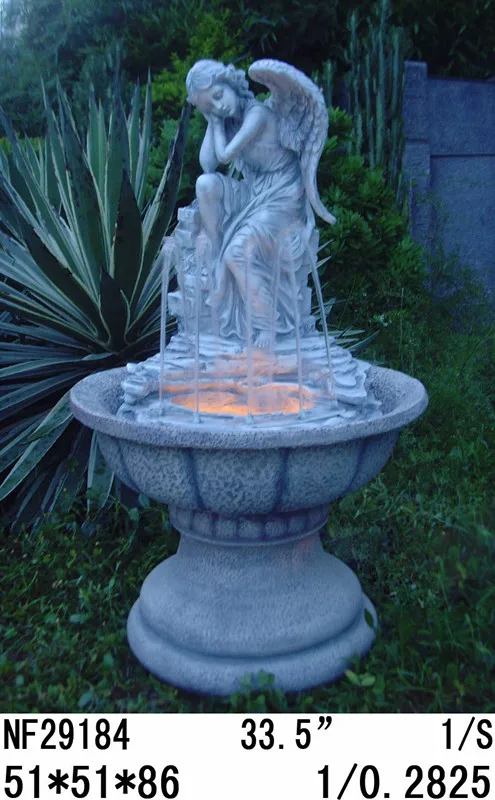 33.5" Hot Sell Outdoor Unique Large Resin Angel Garden Decoration Water ...