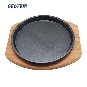 Hot Sale Cast Iron Round Sizzling Plate With Wooden Base Made In China ...