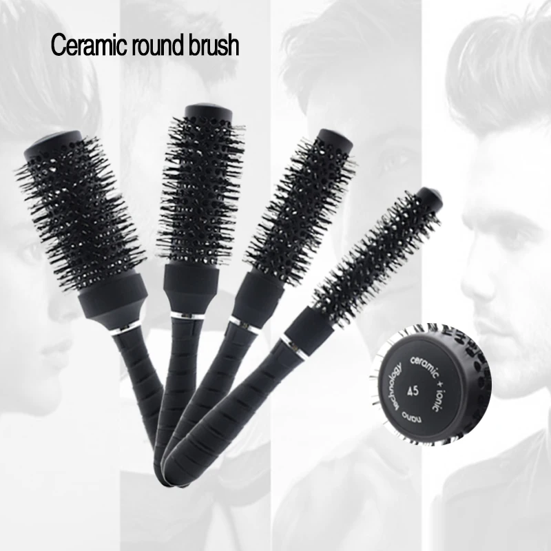 professional nano ceramic round brush Iron 5 sizes coating hair round ...
