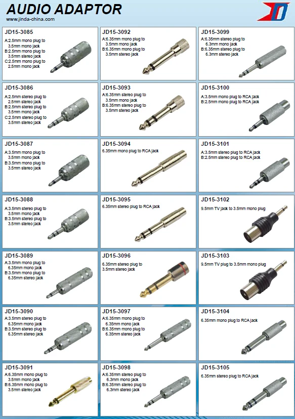 6.35mm Stereo Male Plug To 3.5mm Stereo Female Jack Adapter - Buy 6 ...