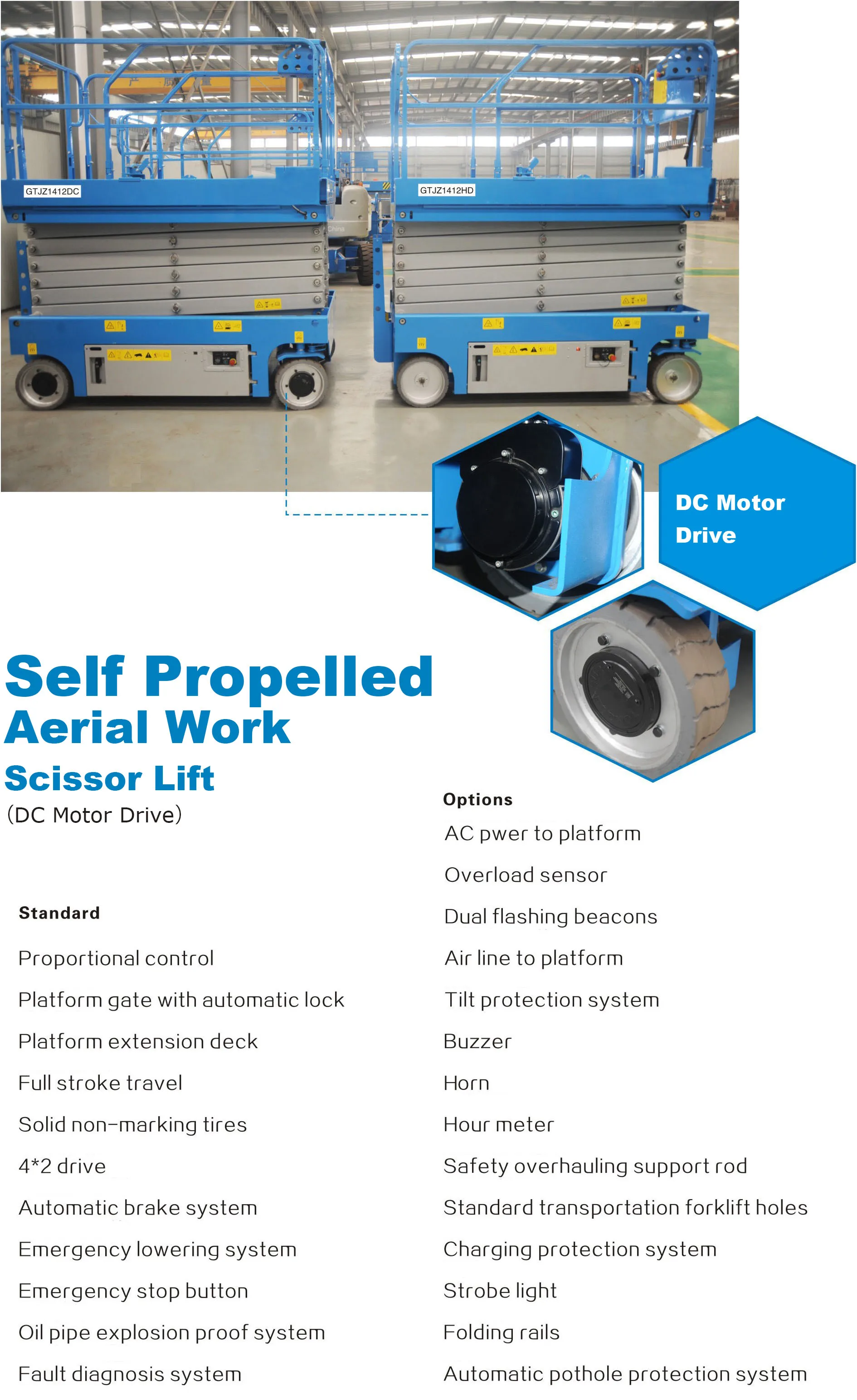 4m 6m 8m 10m 12m Self Propelled Hydraulic Trolley Lift 500kg